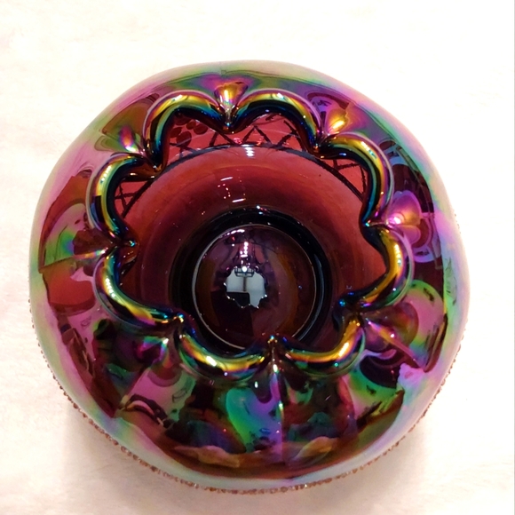 Fenton | Art | Fenton Glass Bowl Plum Purple On Carnival Glass | Poshmark